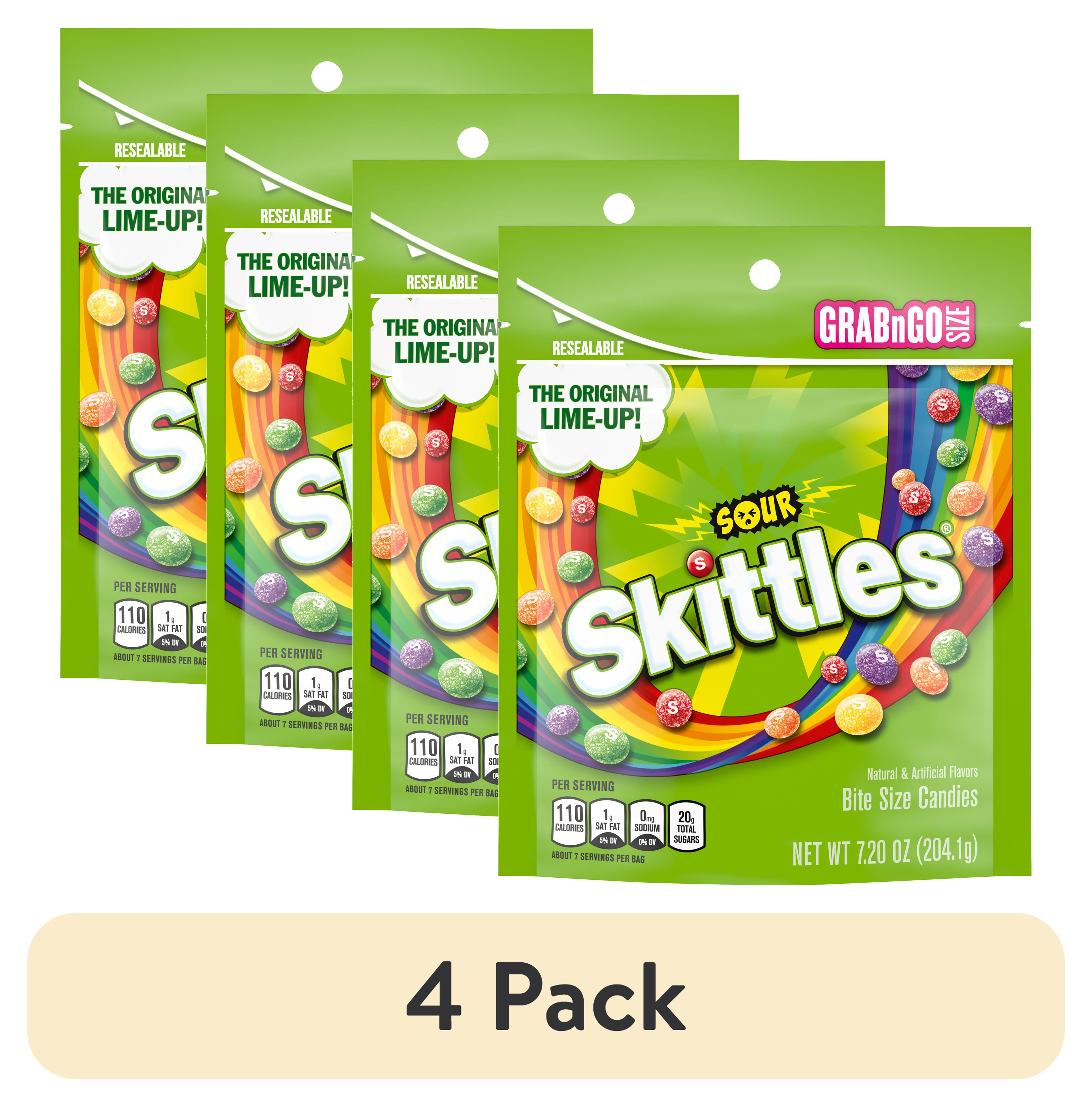 (4 pack) Skittles Sour Candy, Chewy Candy Grab N Go - 7.2 oz Bag ...