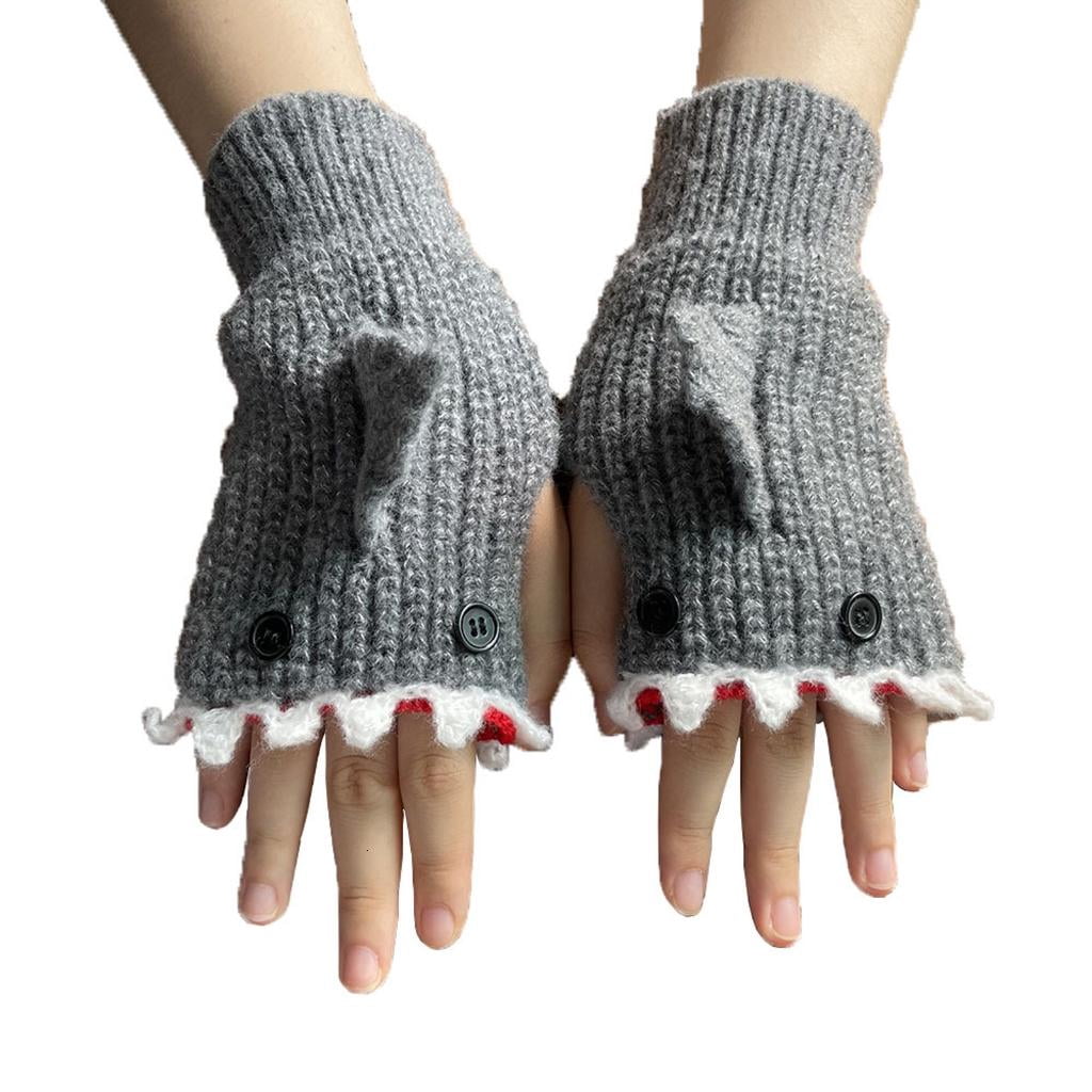 （1 pack）Soft Winter Gloves Warm Mittens Half Finger Cartoon Mittens for ...