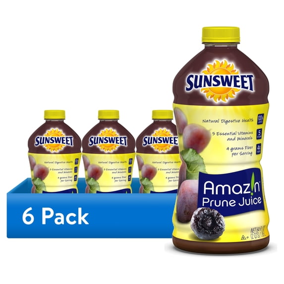 (6 pack) PR Sunsweet AmazIn 100% Juice, Prune, 64 fl oz, 1 Count ...