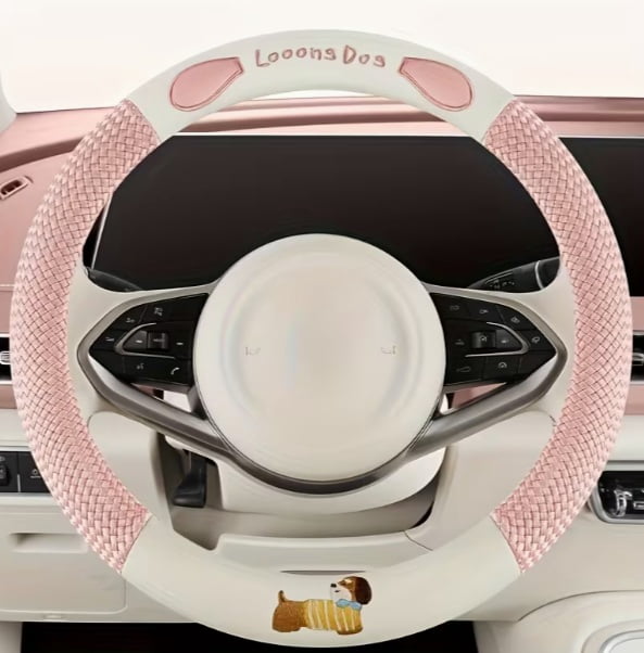 1 pack--Universal car steering wheel cover, cute puppy cartoon steering ...
