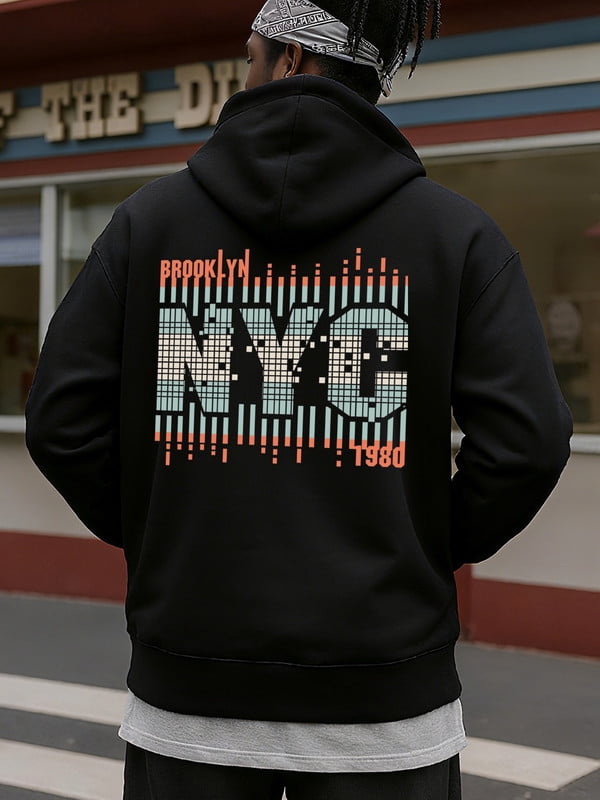 1 pack hoodies graphic hoodies men machine washable black Comfortable ...