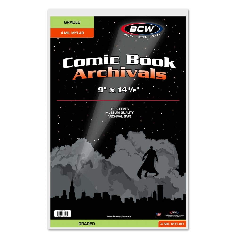 1 pack of 10 BCW 9" x 14 ½" Graded Comic Book 4-MIL Mylar Sleeves ...
