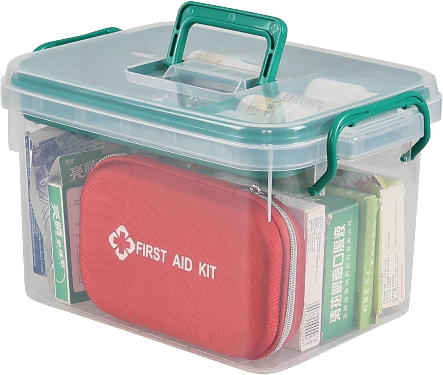 1 pack of plastic household first aid kit, family medicine storage ...