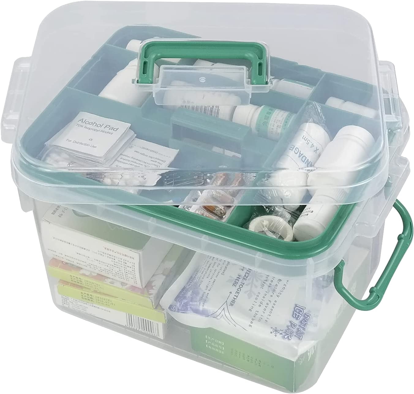 1 pack of transparent storage box container, home first aid kit ...