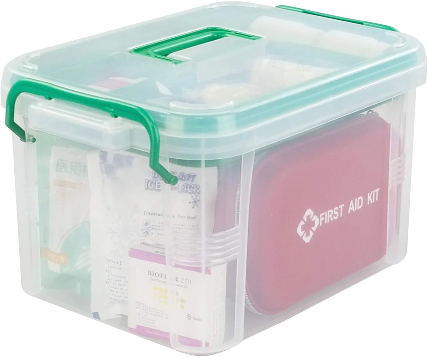 1 pack transparent plastic home first aid kit, emergency medical ...