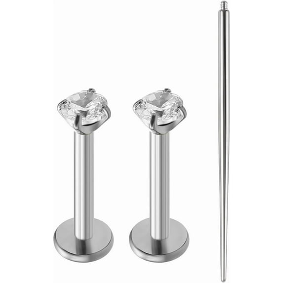 1 pair G23 Titanium 16G Internally Threaded Flat Back Monroe Labret Lip ...