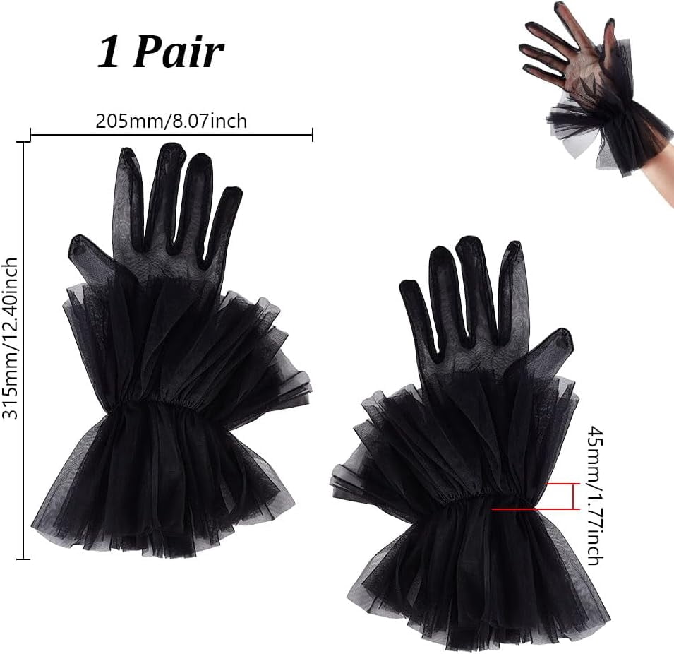 1 pair Lace Gloves Organza Ruffled Cuff Gloves for Wedding Bride ...