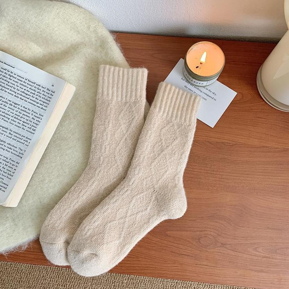 1 pair Winter Socks Warm Soft Fluffy Bed Socks Japanese Korean Wool ...