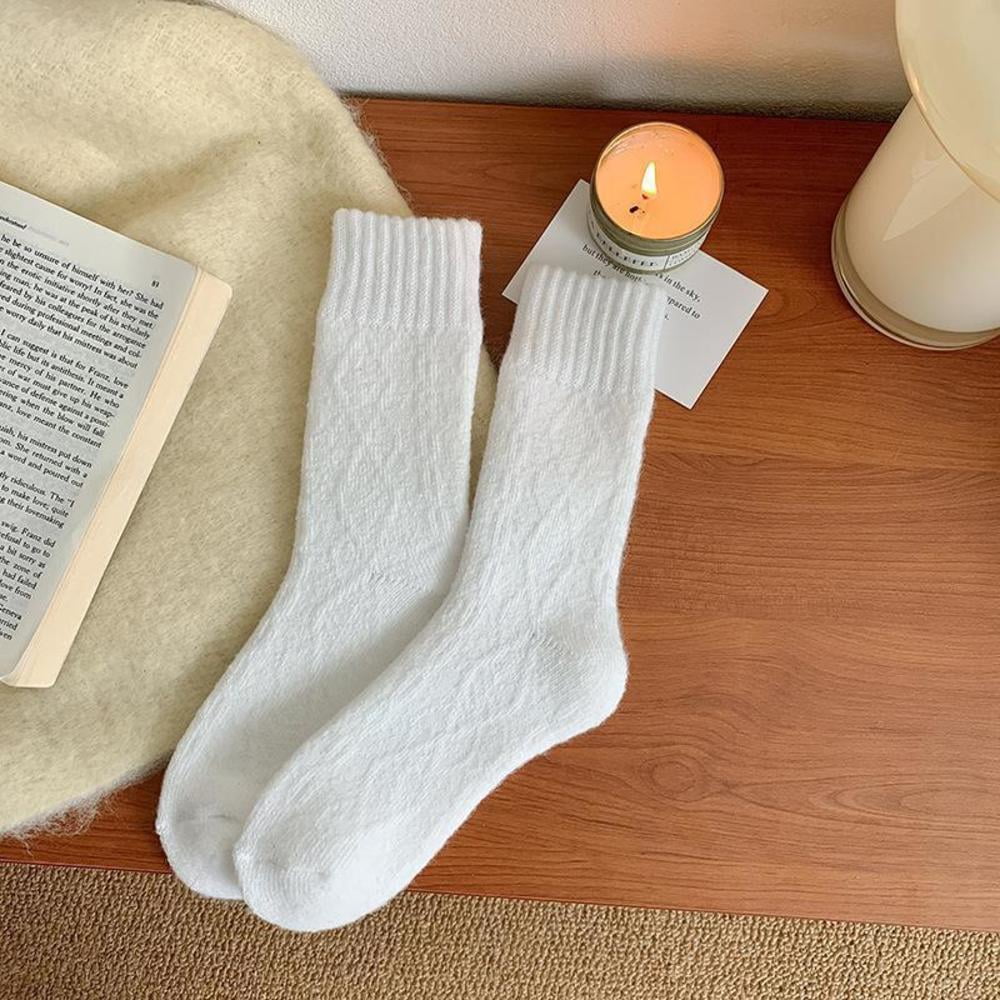 1 pair Winter Socks Warm Soft Fluffy Bed Socks Japanese Korean Wool ...