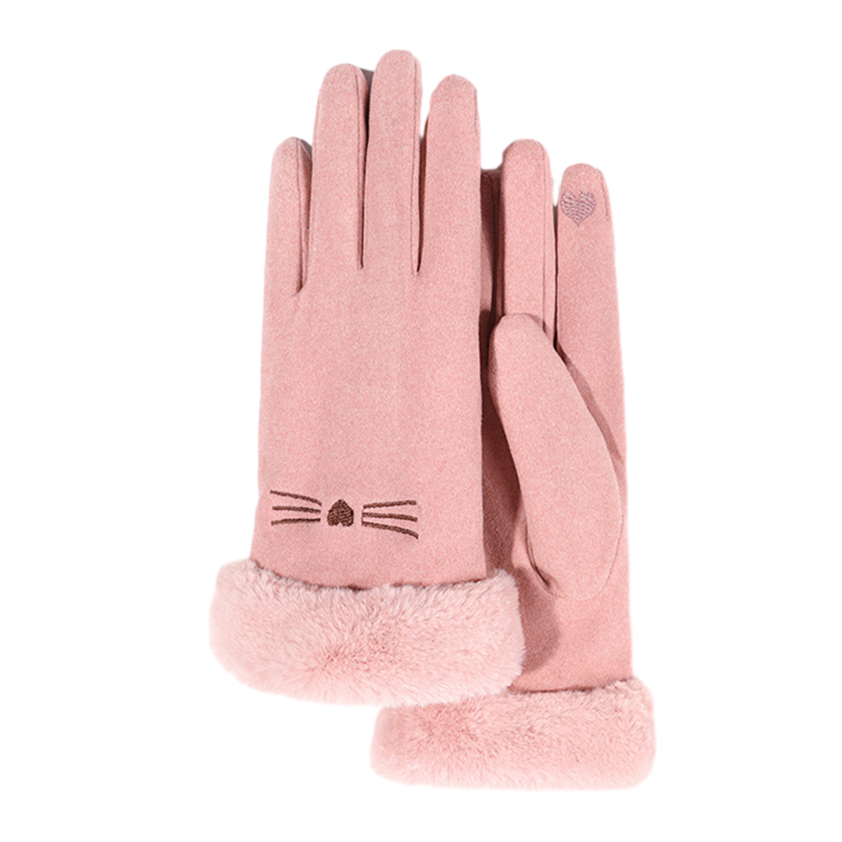 1 pair of multi-color winter women's warm gloves padded thickening warm gloves anti-cold touch ...