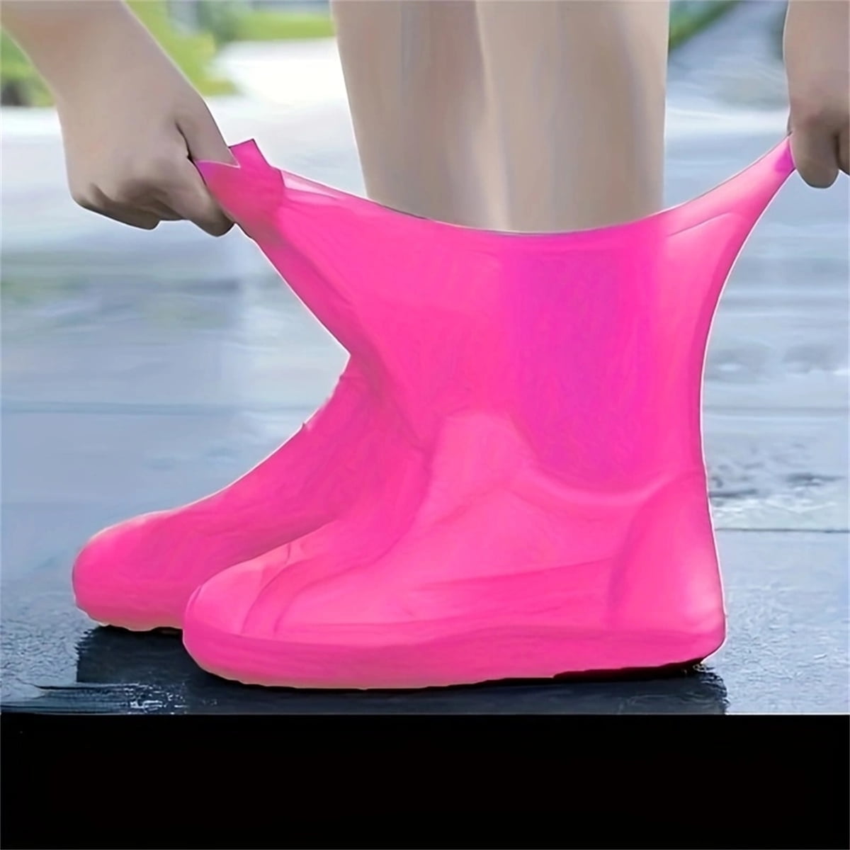 1 pair reusable rain boot covers waterproof durable outdoor silicone ...