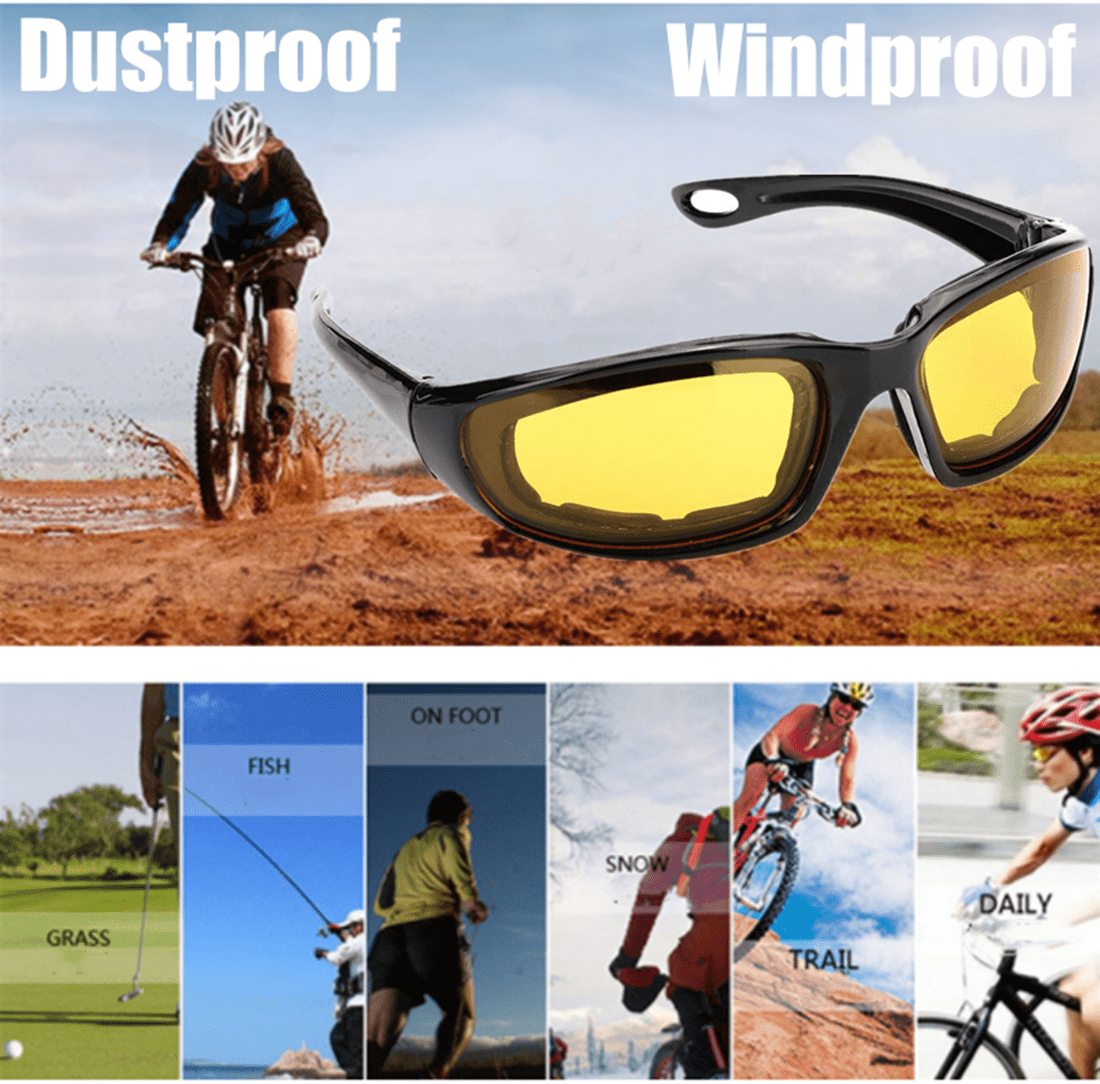 1 pairs Motorcycle Sports Biker Riding Glasses Wind Resistant Eye ...