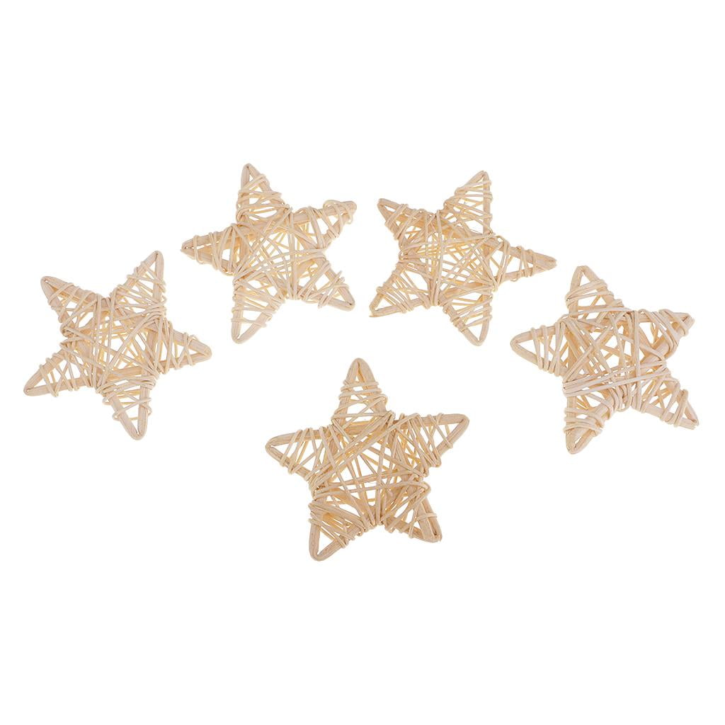 1 paket 5/6pcs Vintage Rattan Wicker Star Ornaments Holiday , 5 Pieces ...