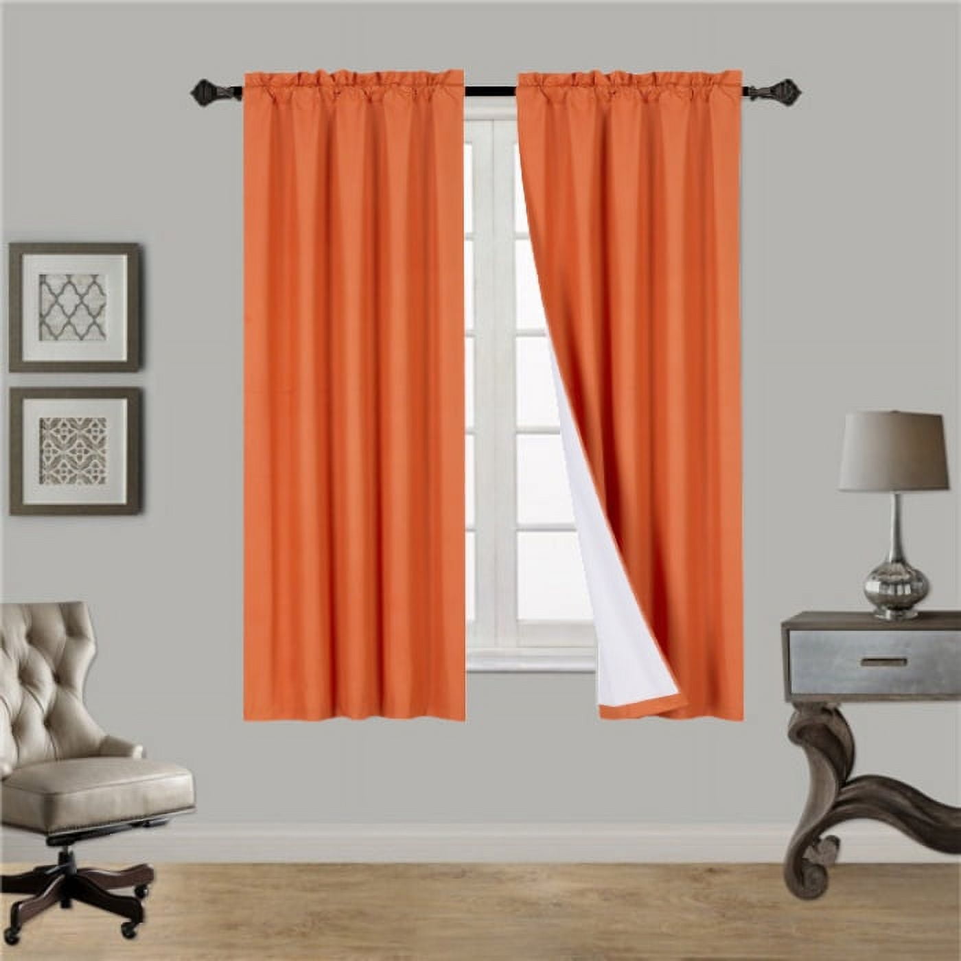 1 Panel Orange Rod Pocket Foam Lined Thermal Blackout Window Dressing