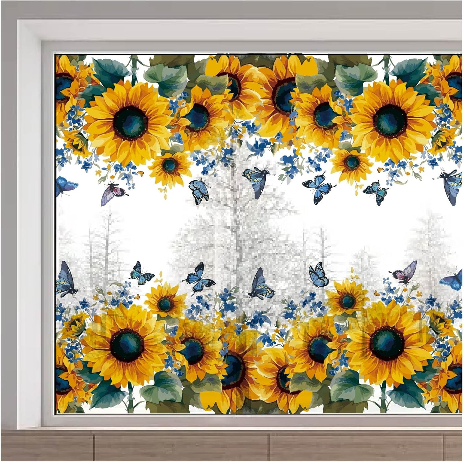 1 pc 15x46 Inch Large Sunflower Window Stickers Reusable Summer Autumn ...