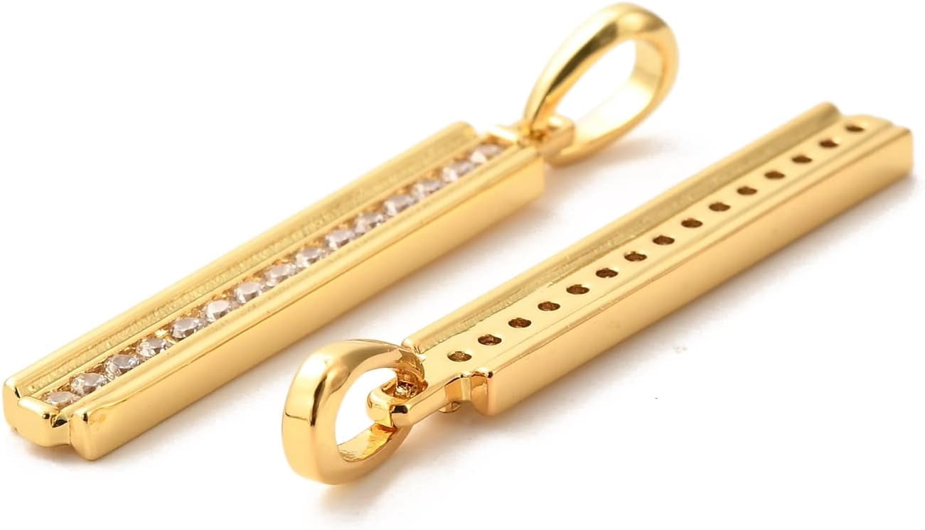 1 pc 1Pcs Rectangle Pendants Brass Micro Pave Clear Cubic Zirconia ...