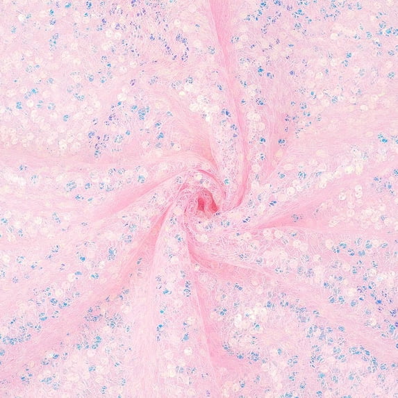 1 pc 2 Yards Iridescent Pink Mesh Sequin Fabric Metallic Glitter Tulle ...