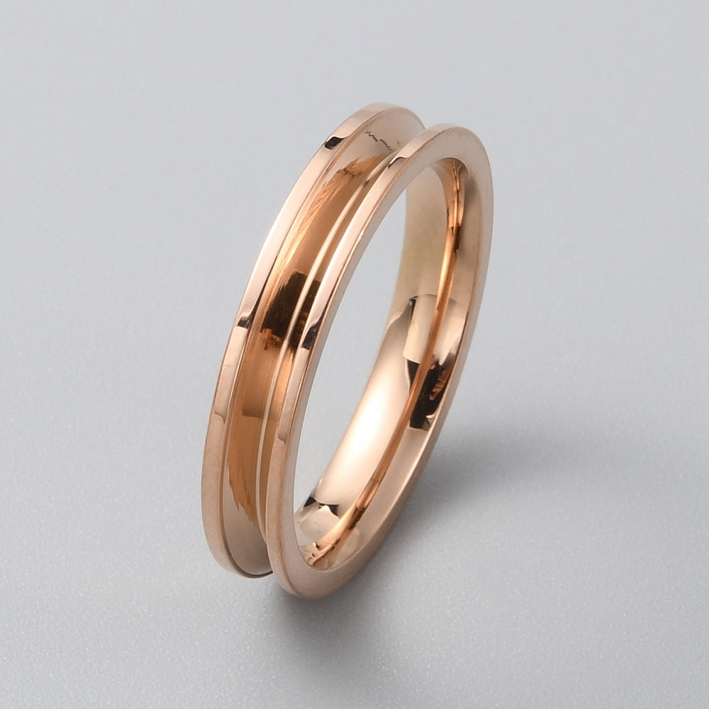 1 pc 201 Stainless Steel Grooved Finger Ring Settings Ring Core Blank ...