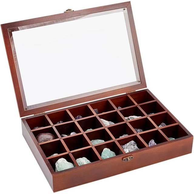 1 pc 24 Grids Rectangle Wood Loose Diamond Organizer Display Case with ...