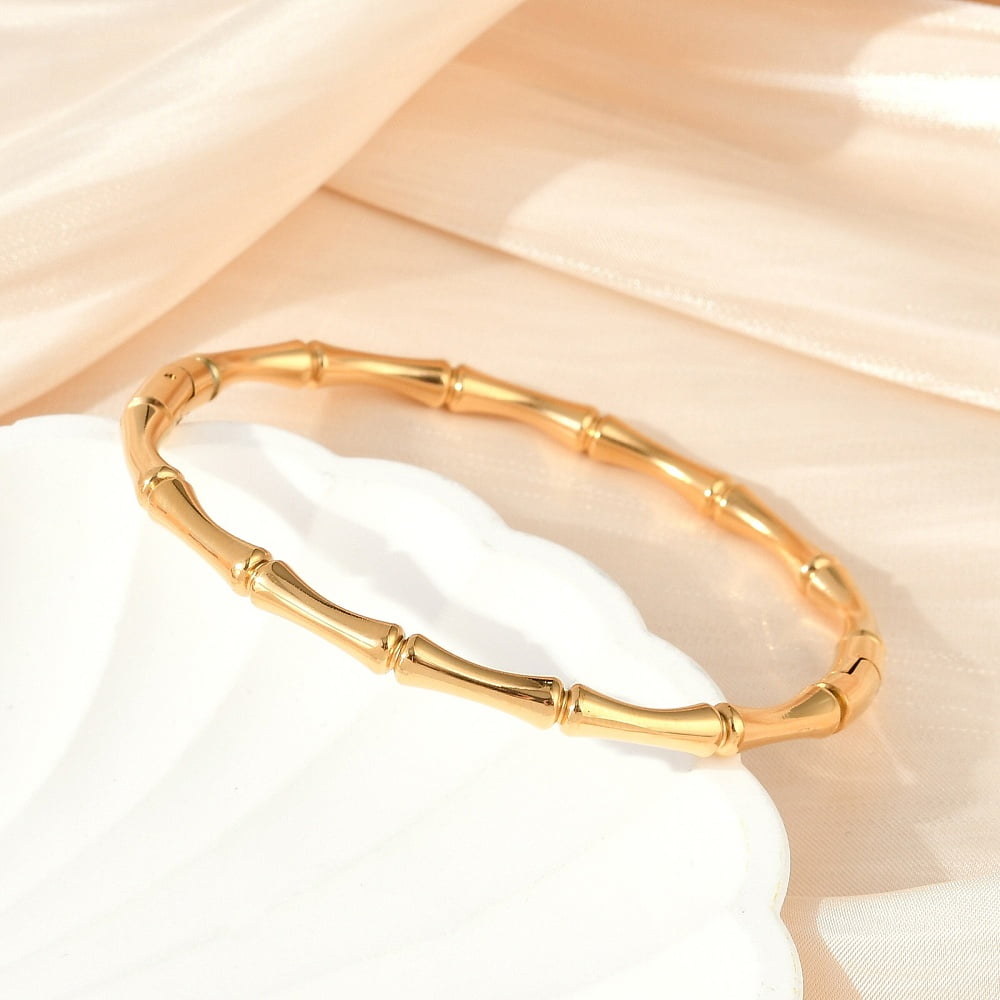 1 pc 304 Stainless Steel Bamboo Joint Hinged Bangle Ion Plating(IP ...