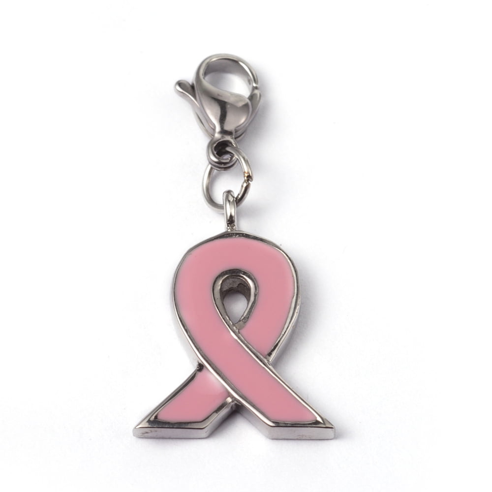 1 pc 316 Surgical Stainless Steel Enamel Pendants Breast Cancer ...