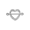 1 pc 316 Surgical Stainless Steel Rhinestone Heart Nipple Rings Nipple ...