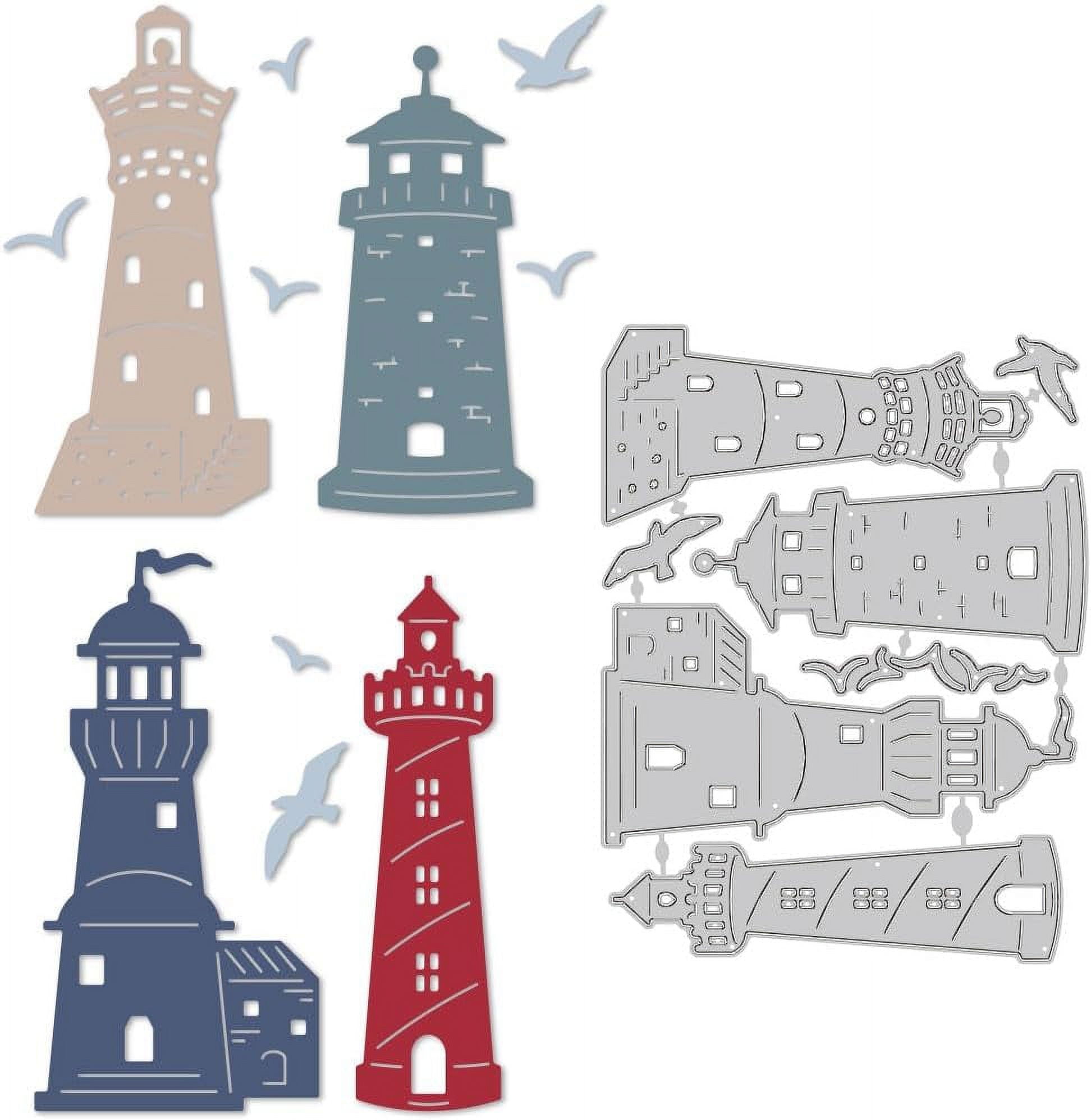 1 pc 4 Styles Lighthouse Birds Cutting Dies Card Making Summer ...