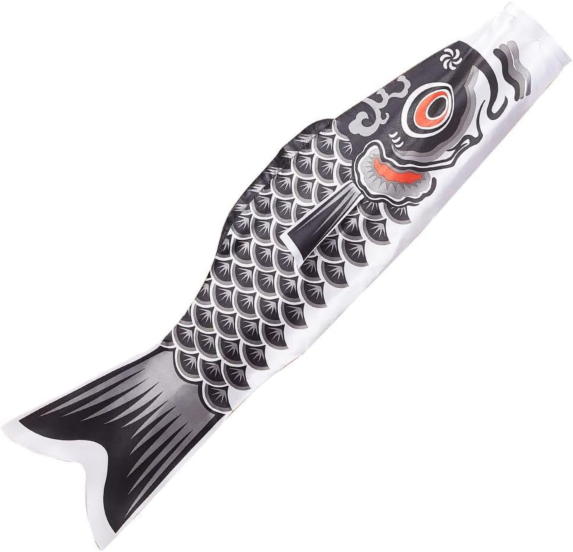 1 pc 46.5 Inch Japanese Carp Flag Polyester 3D Black Koi Fish Windsock ...