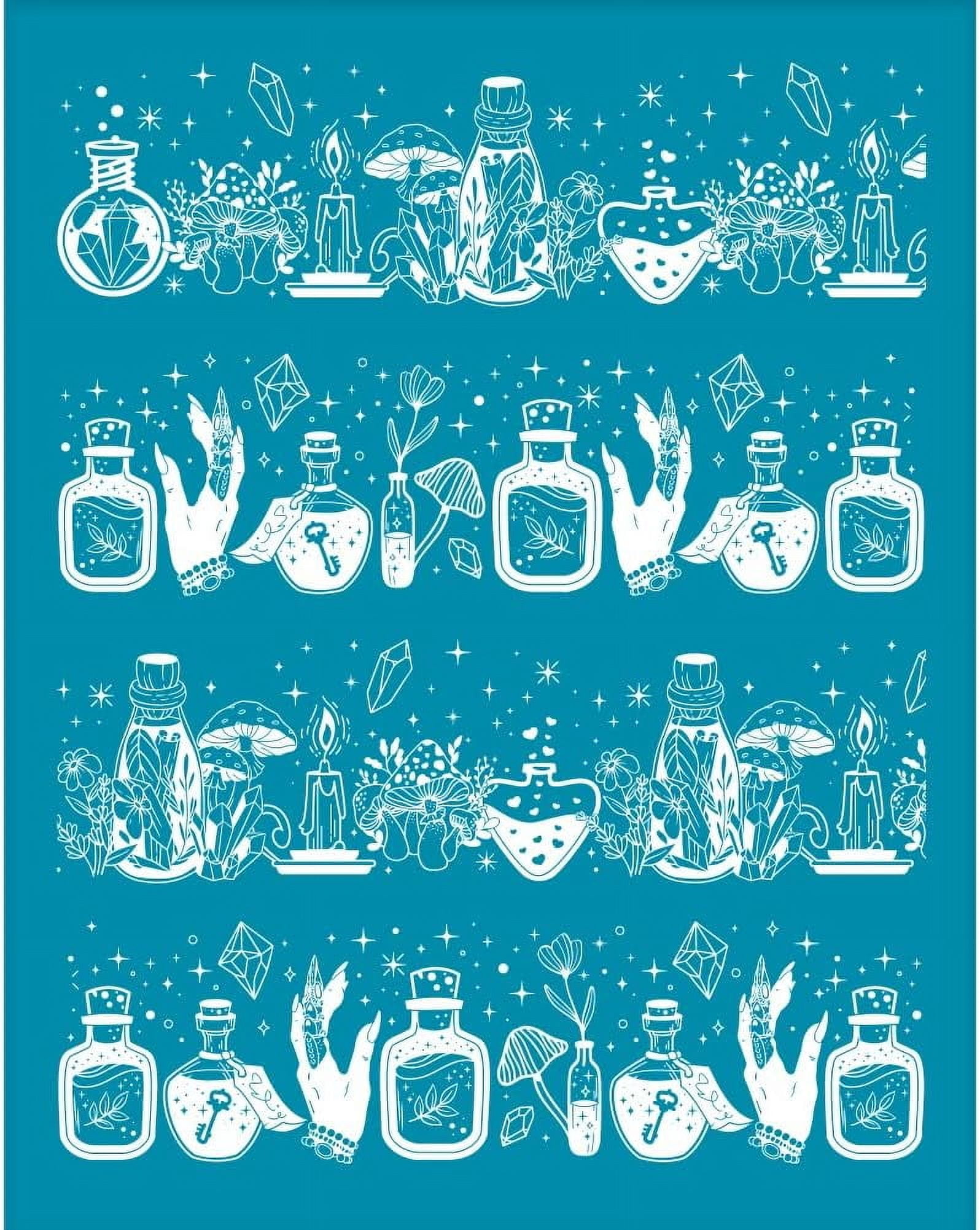 1 pc 4x5 Inch Witch Potion Clay Stencils Magic Potion Non-Adhesive Silk ...