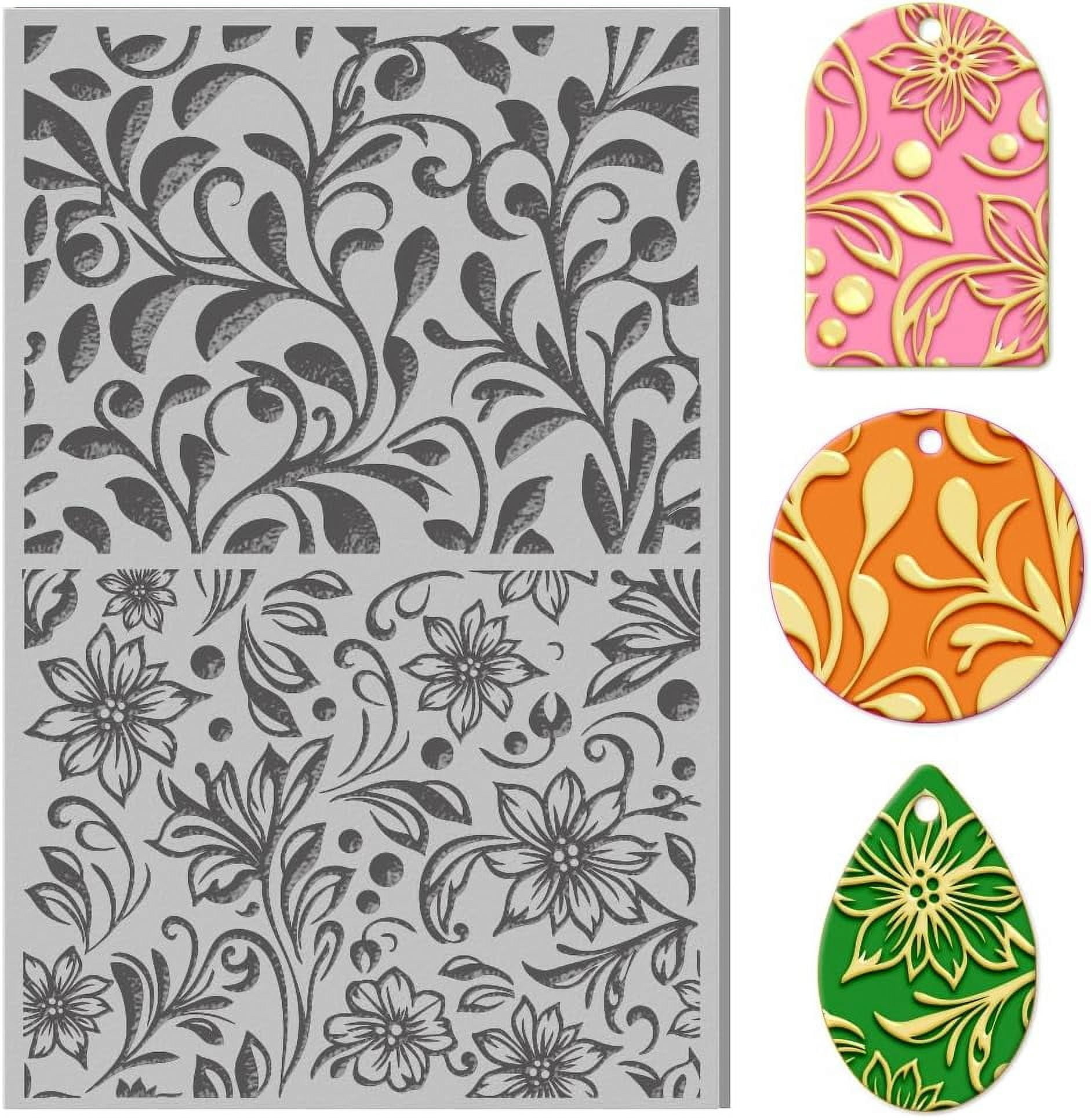 1 pc Abstract Floral Leaves Polymer Clay Texture Sheets Plants Rubber ...