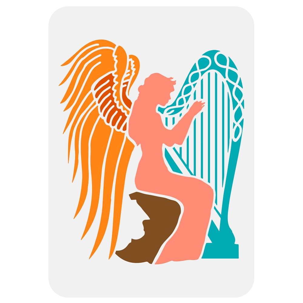 1 pc Angel with Harp Stencil 8.3x11.7inch Angel Statue Painting Stencil ...