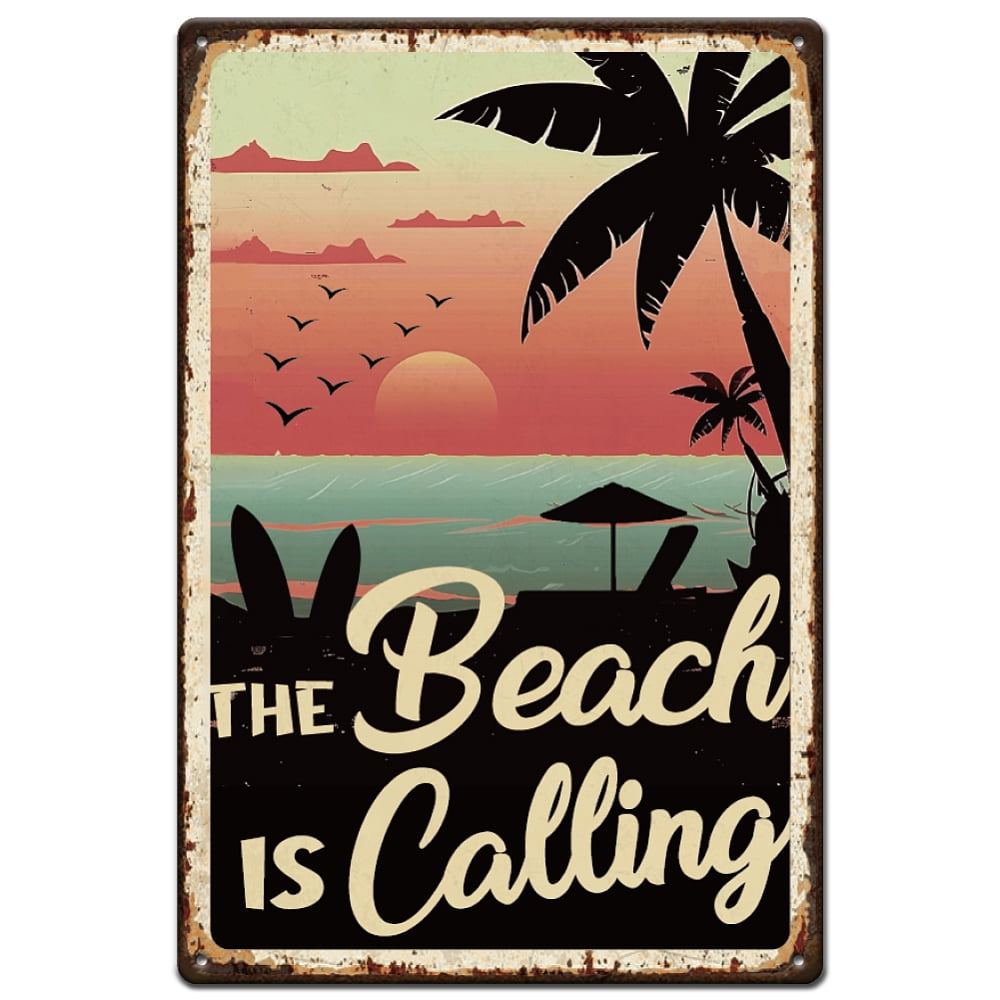 1 pc the Beach is Calling Tin Signs Hanging Metal Posters Vintage Metal ...