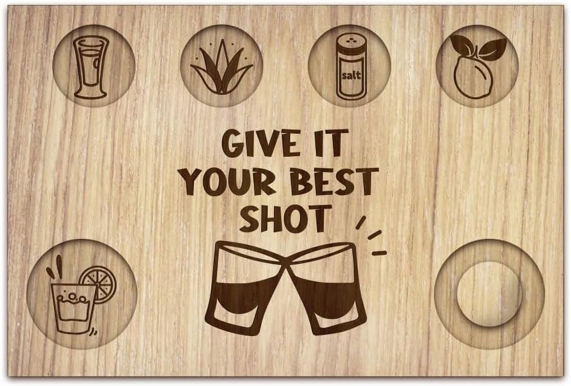 1 pc Best Shot Tequila Shot Glasses Serving Tray Wooden Glass Holder with Salt Rim Shot Glasses ...