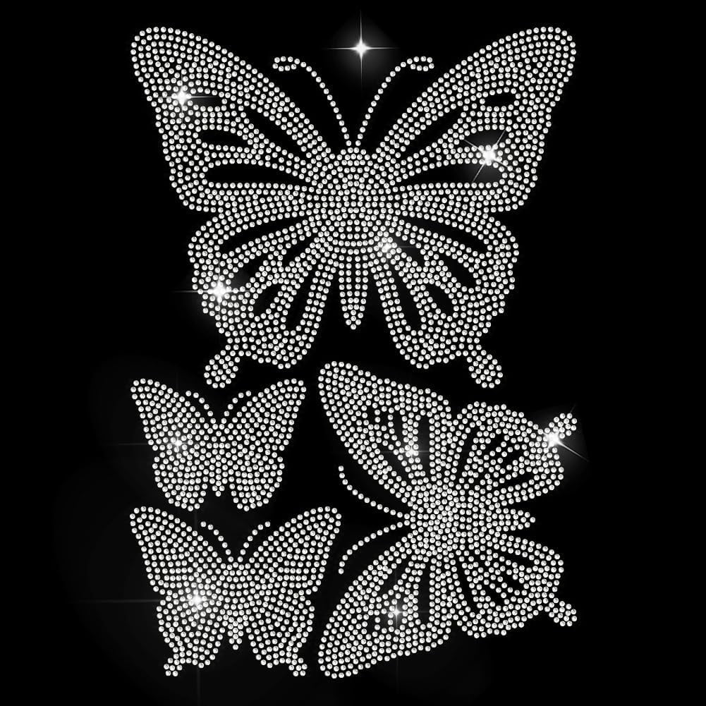 1 pc Butterflies Rhinestone Iron on Hotfix Transfer Decal Butterfly ...