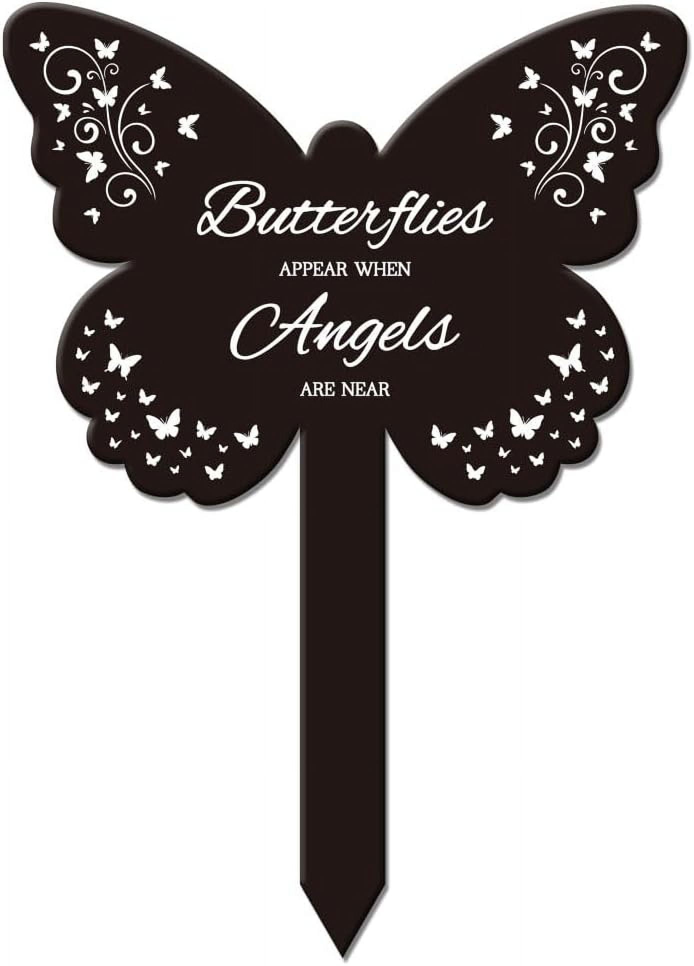 1 pc Butterfly Angles Garden Stake Memorial Remembrance Plaque Stake ...