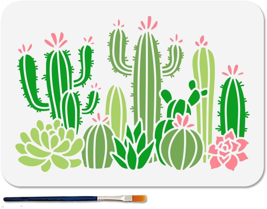 1 pc Cacti Stencil Succulents Stencils 11.7×8.3inch Desert Cactus ...