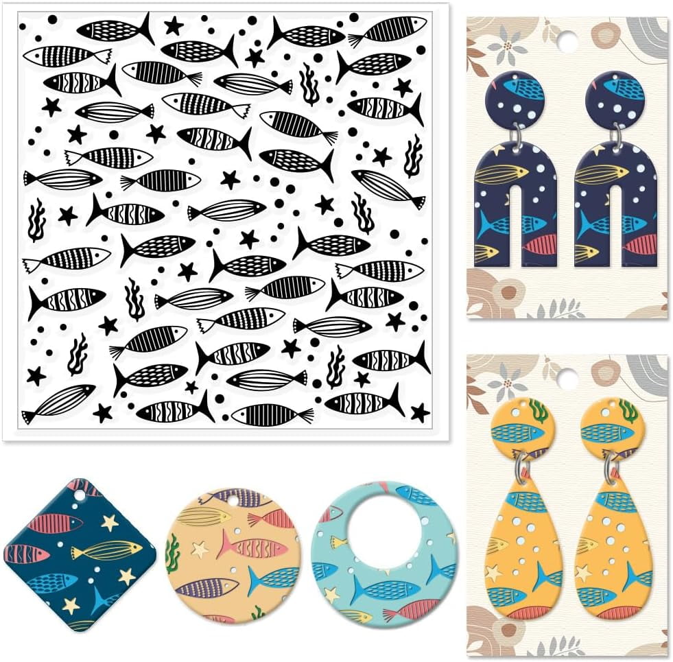 1 pc Cartoon Fish Polymer Clay Texture Sheets Seaweed Silicone Texture ...