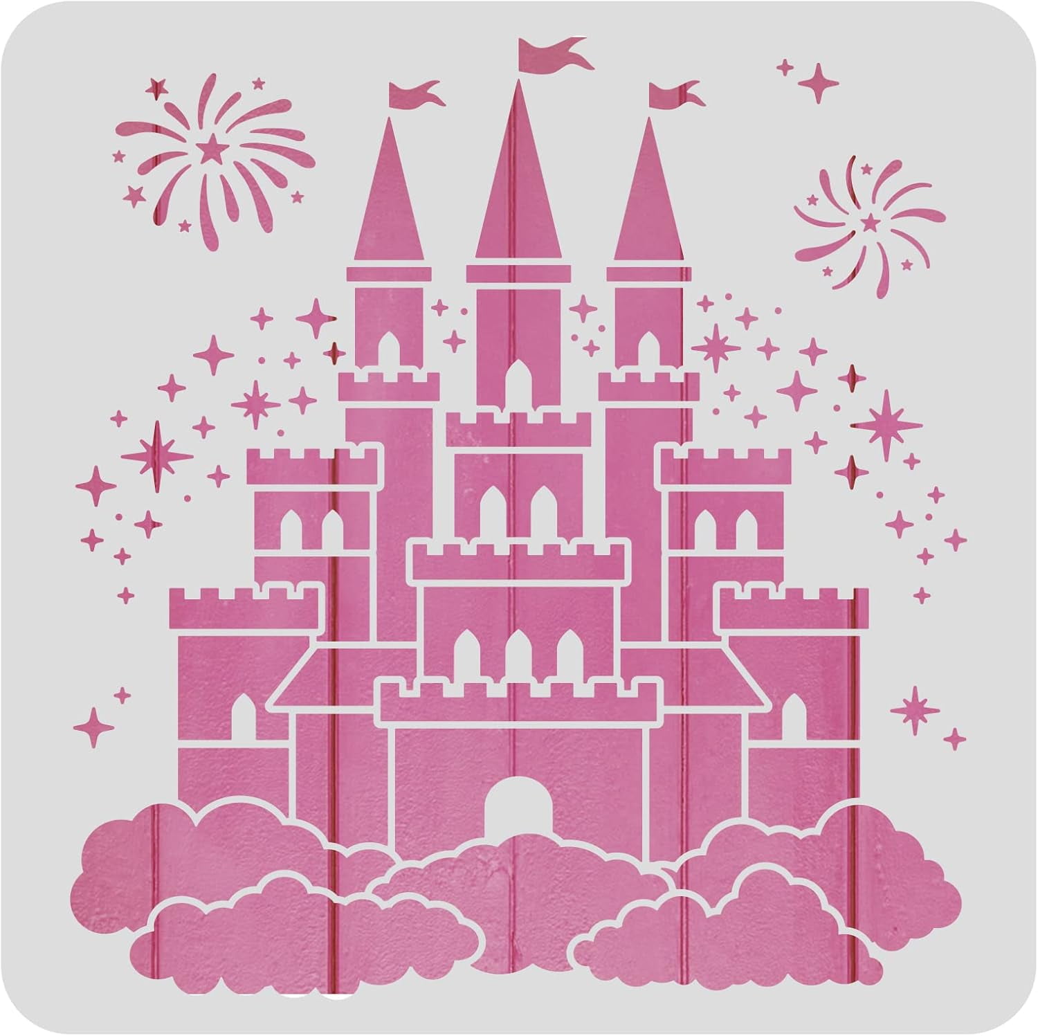 1 pc Castle Plastic Painting Stencil 12x12 Star Firework Pattern Craft ...