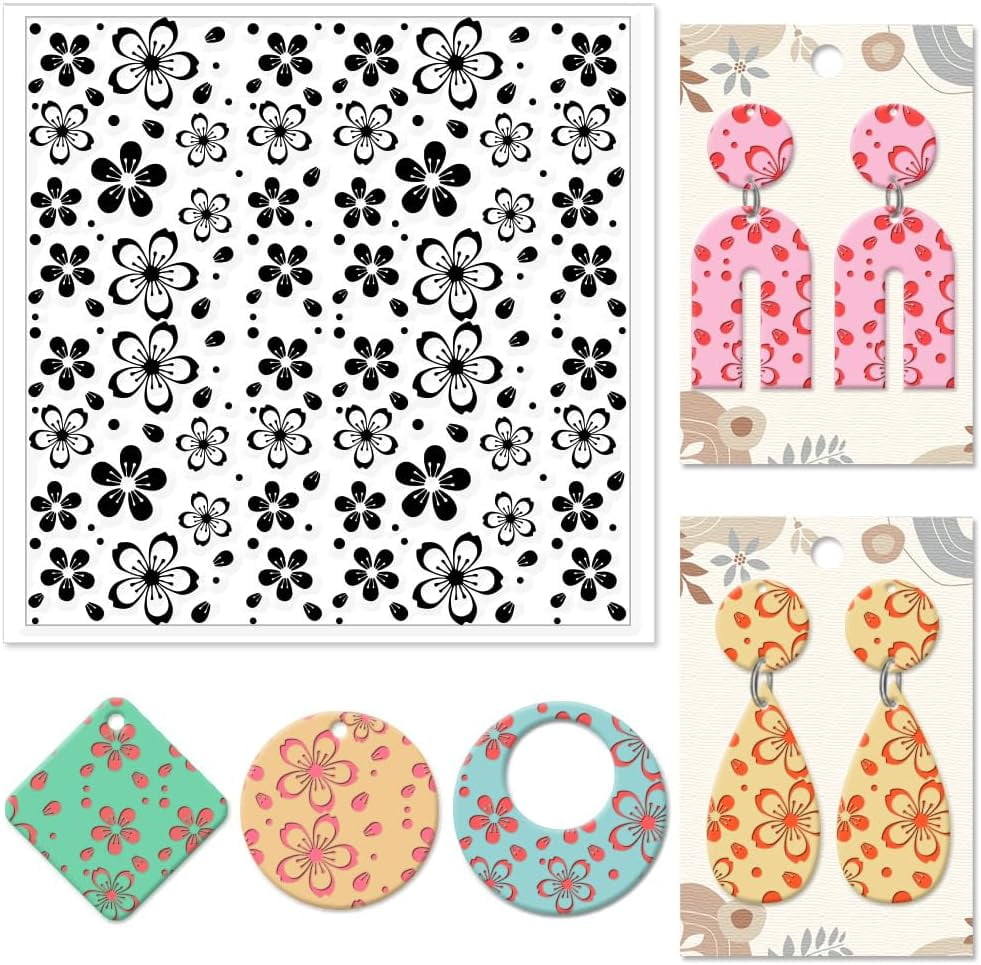 1 pc Cherry Blossoms Polymer Clay Texture Sheets Flowers Texture ...