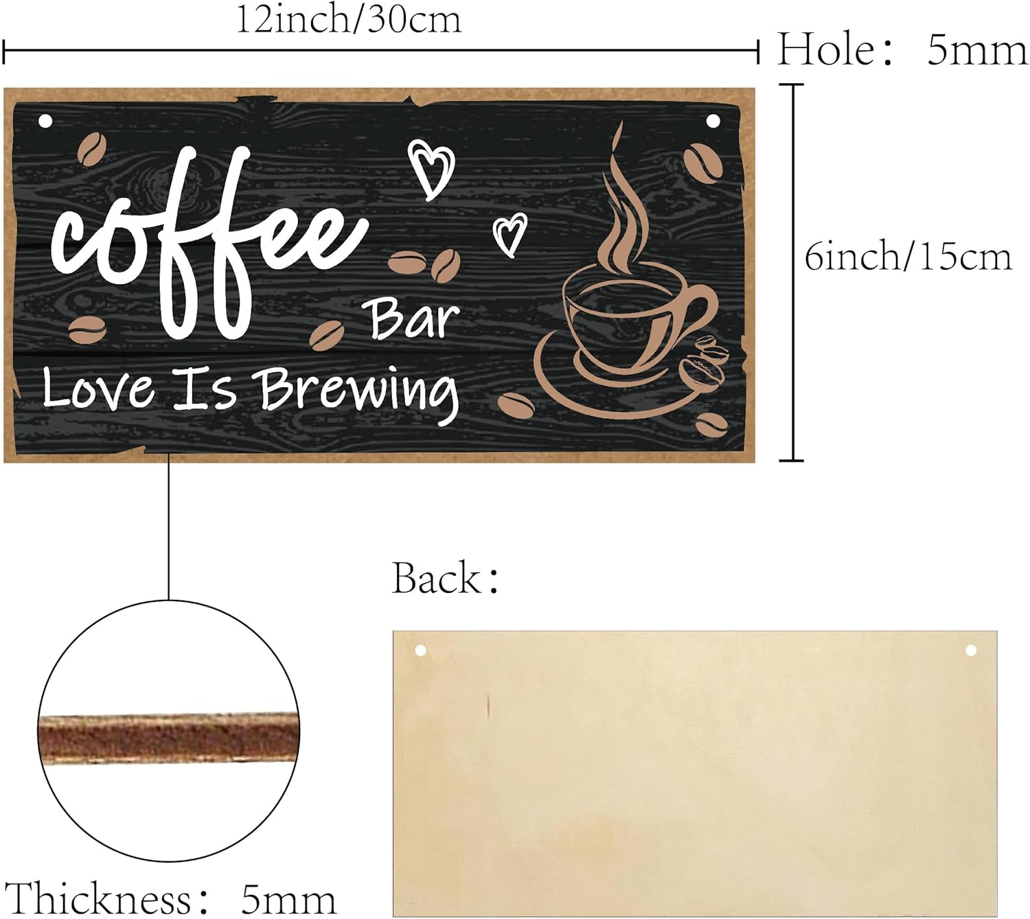 1 pc Coffee Bar Signs for Kitchen Wood Coffee Sign Wood Plaque Hanging ...