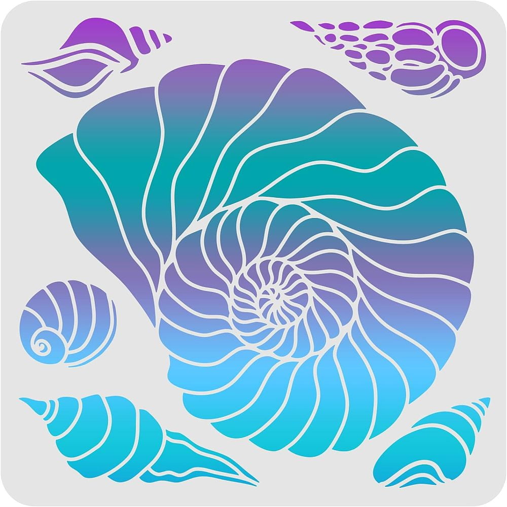 1 pc Conch Stencil 30x30cm Conch Shell Stencil for Painting Reusable ...