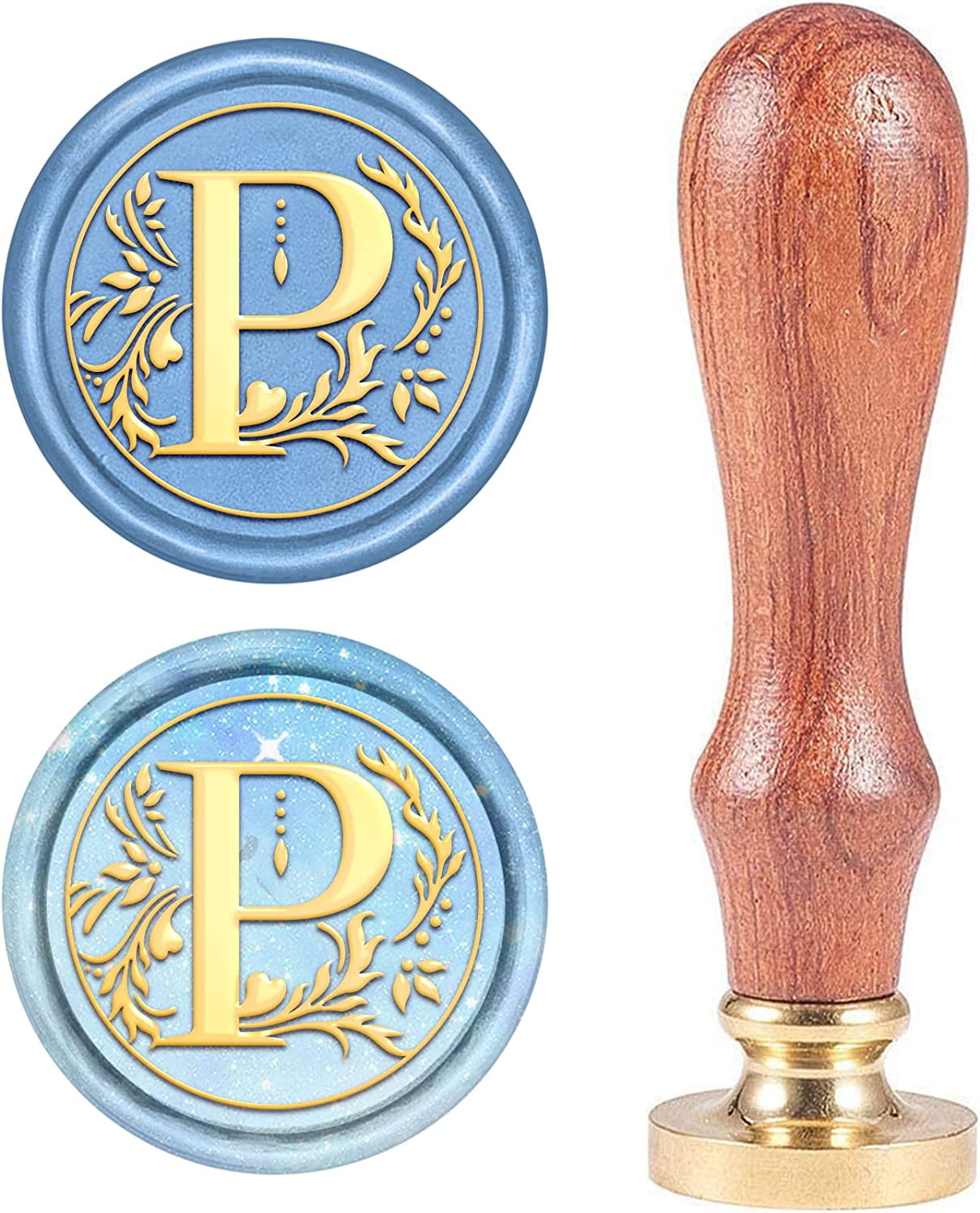 1 pc DIY Scrapbook Brass Wax Seal Stamp and Wood Handle Sets Letter P ...