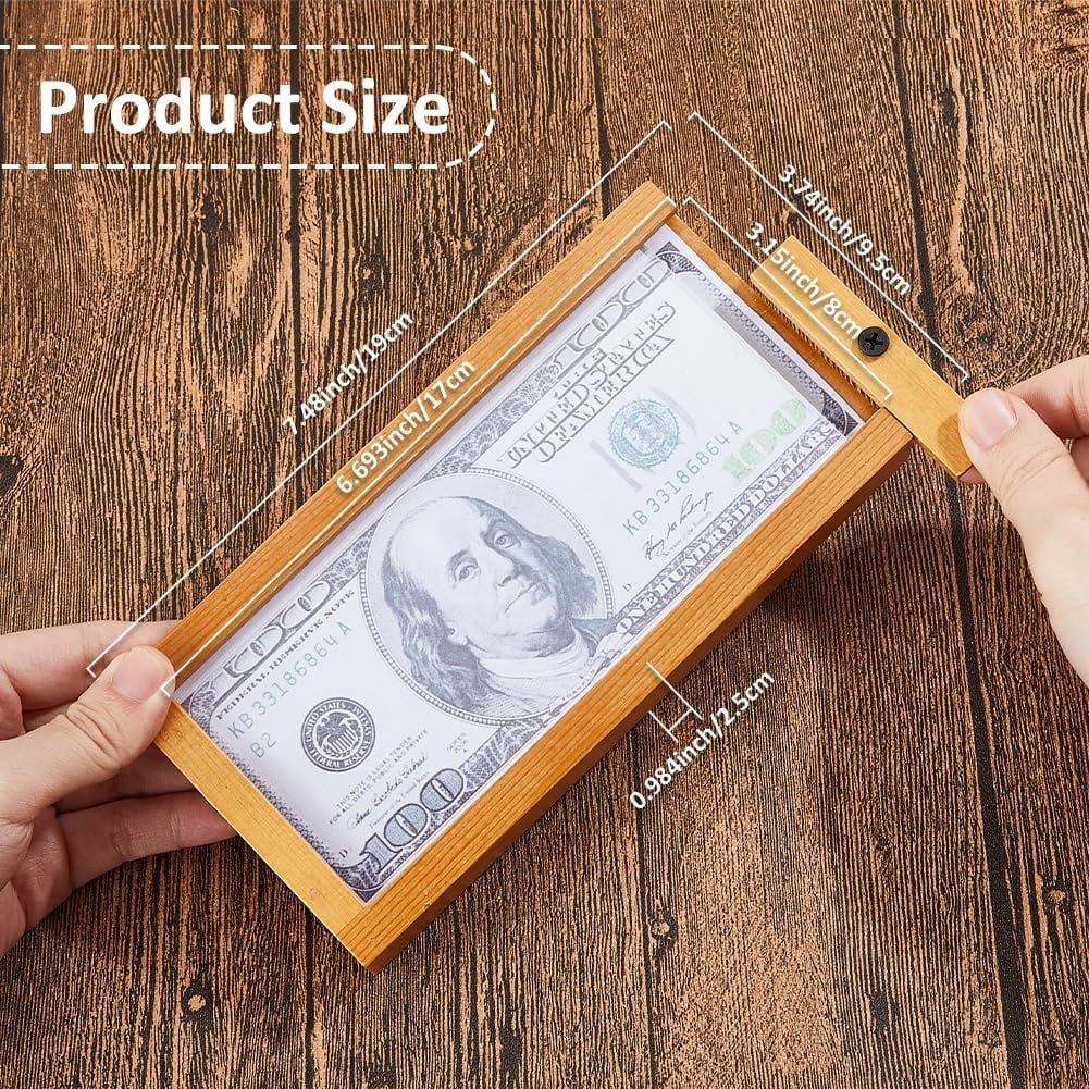 1 pc Dollar Bill Display Case Wooden Shadow Box Banknote Postcard ...