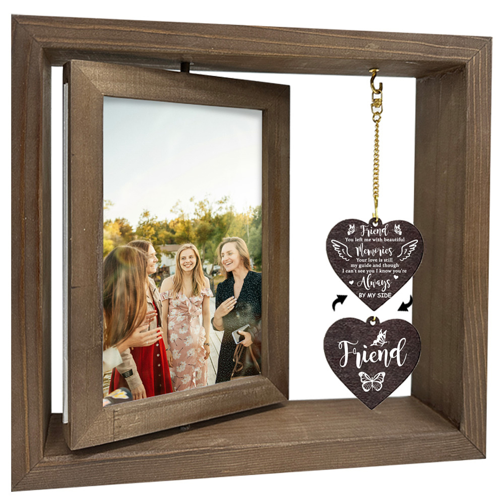 1 pc Double Sided Wooden Rotating Photo Frames with DIY Word Heart ...