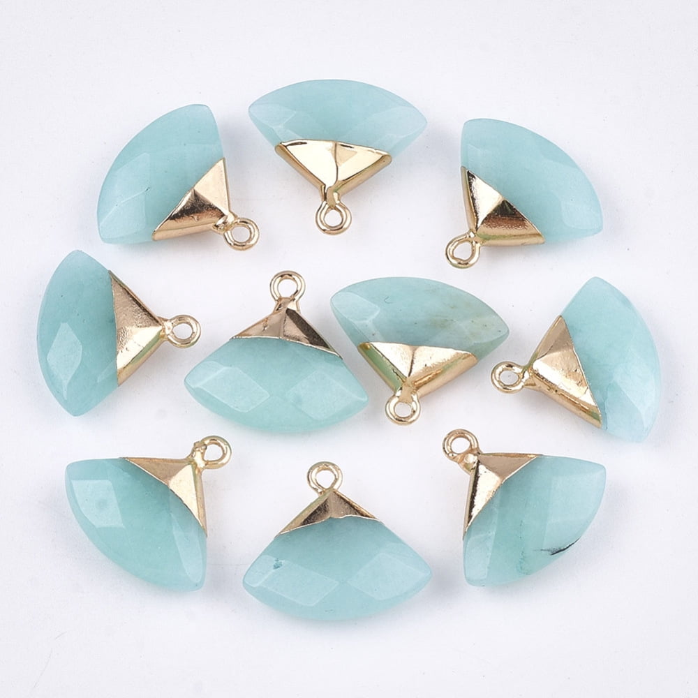 1 pc Electroplate Natural White Jade Pendants with Brass Findings ...