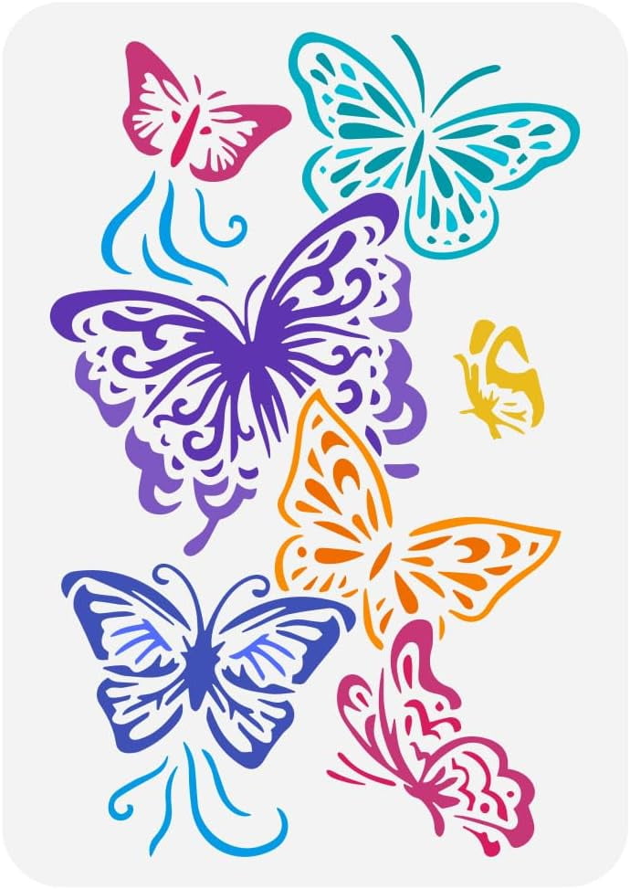 1 pc Flying Butterflies Painting Stencil 8.3x11.7inch Plastic Butterfly ...