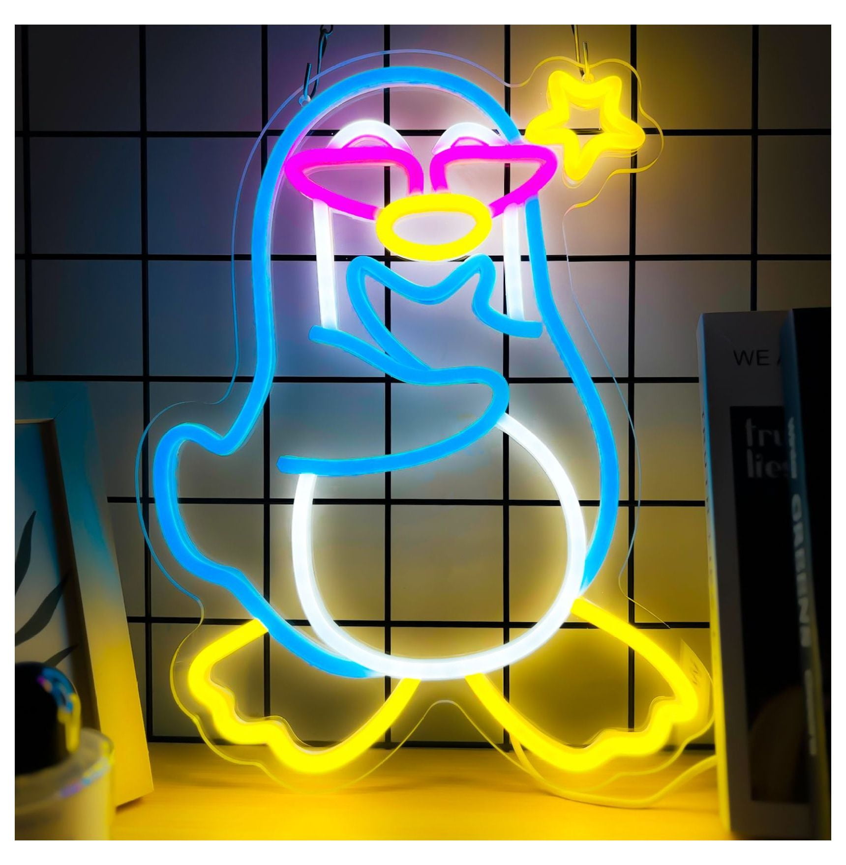 1 pc Funny Penguin Neon Sign for Wall Decor,Penguin Led Neon Light Up ...