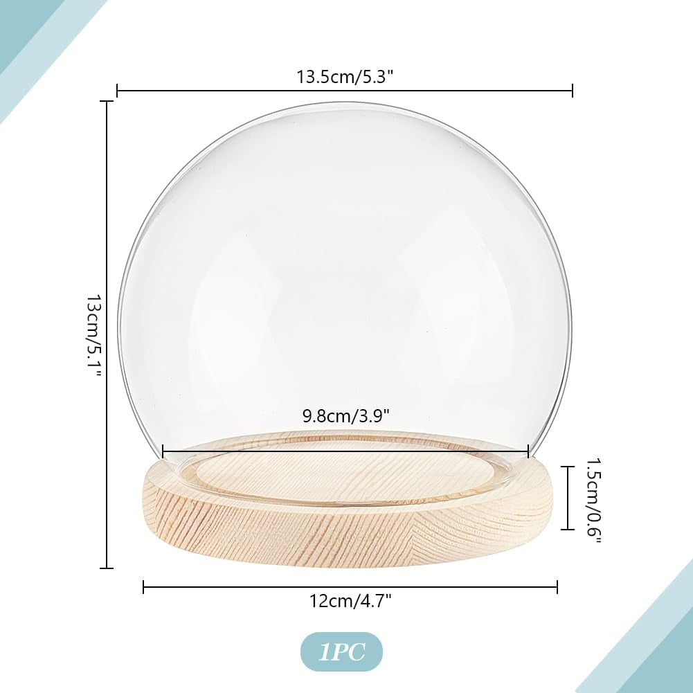 1 pc Glass Display Dome Cloche 5.3 Inch Glass Bell Jar Dome Cover ...
