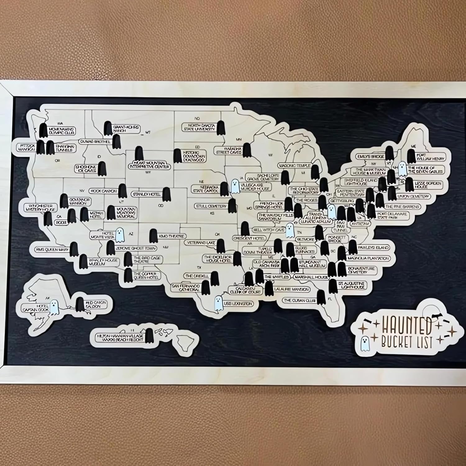 1 pc Haunted Map - Haunted Bucket List Map, 2025 New Wooden Haunted ...