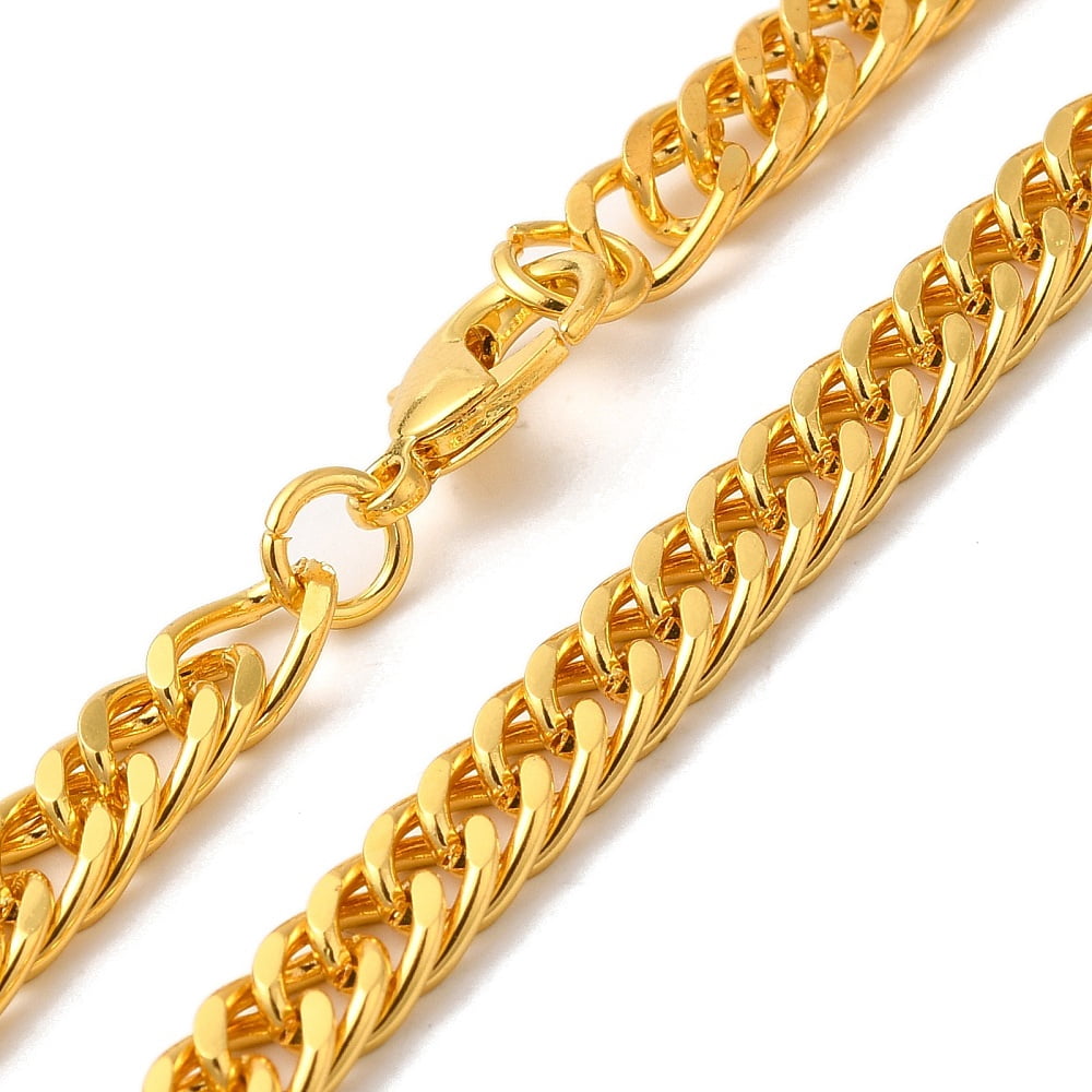 1 pc Iron Cuban Link Chain Necklaces for Women Men Golden 17.72 inch ...